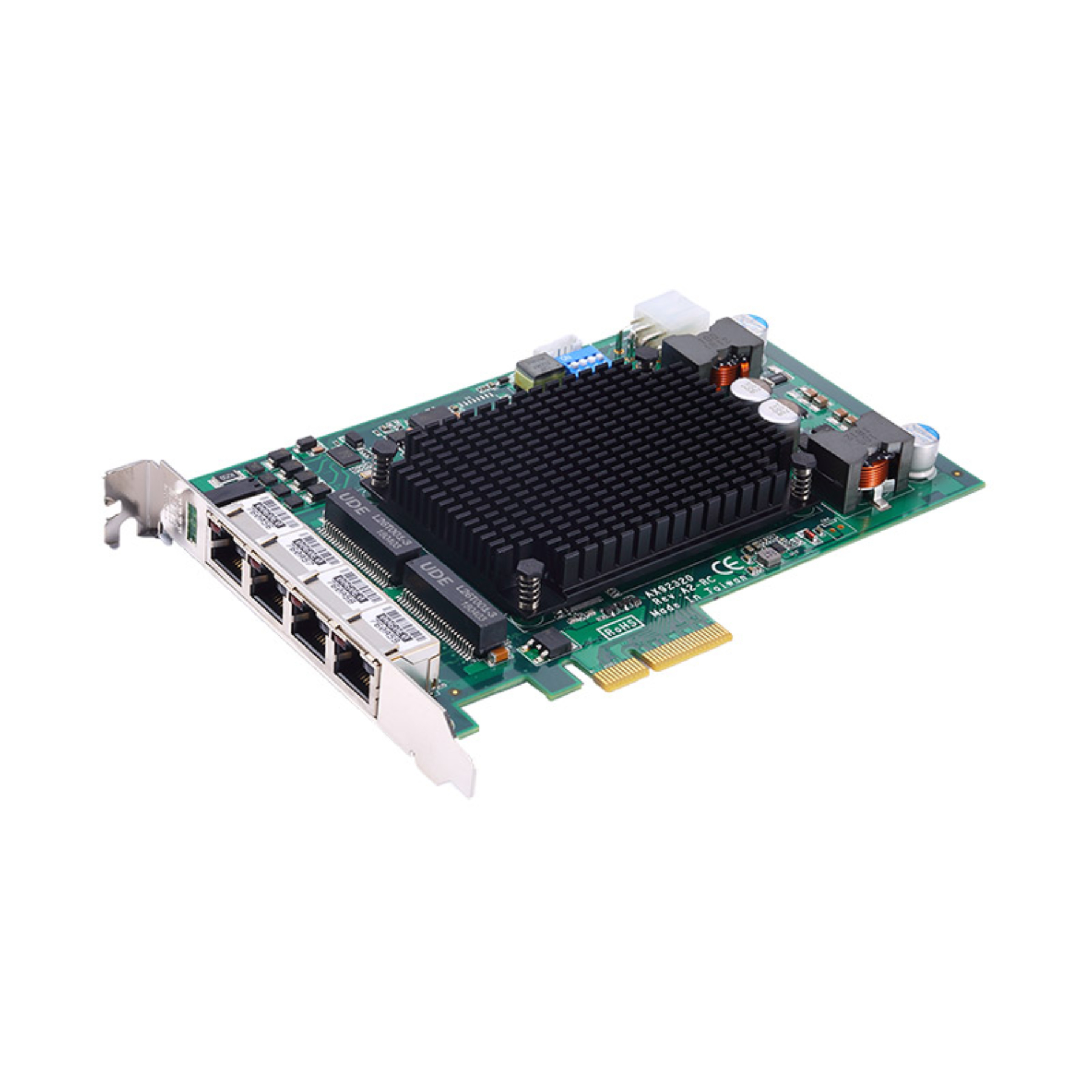 AX92320-4GbE : 4 Port M12 10GbE PoE+ Intel X710-AT2 PCIe Frame Grabber ...