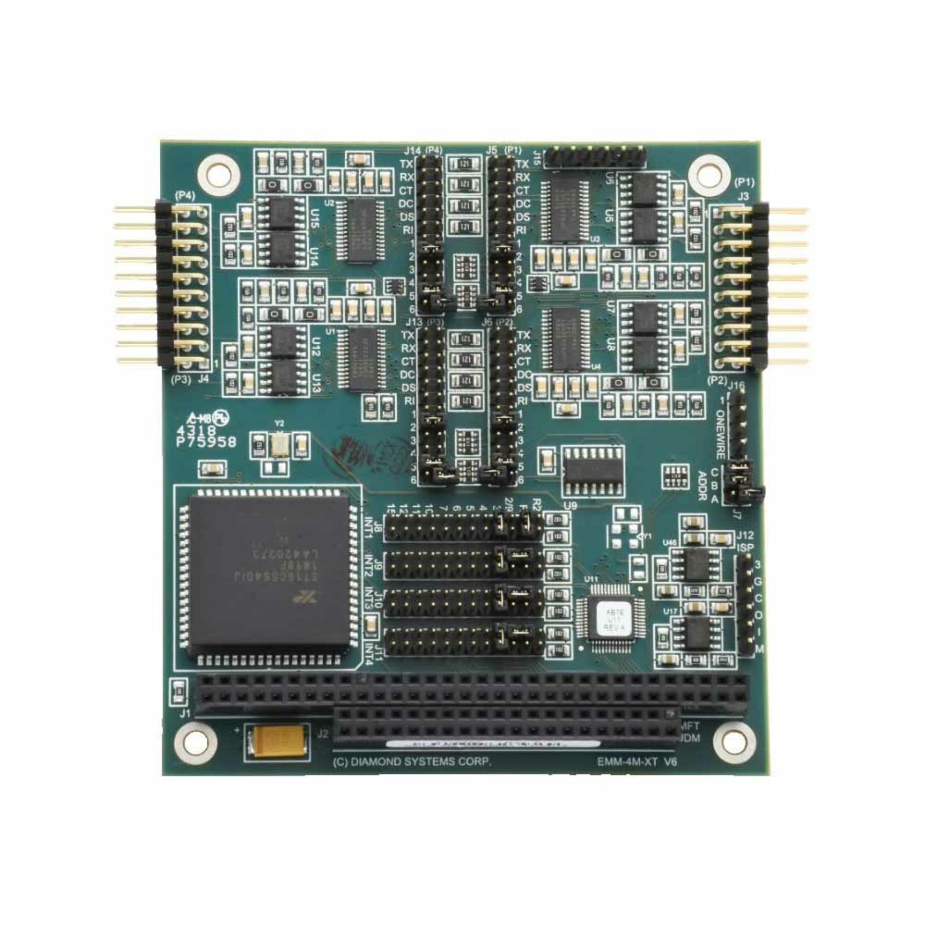 EMM-4M-XT : 4-Port RS-232/422/485 Serial PC/104 Wide Temperature Module ...