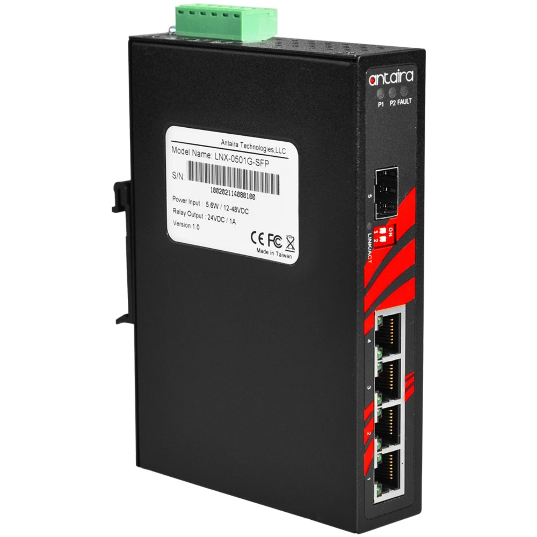 LNX-0501G-SFP-T : 5-Port Industrial Extended Temperature Gigabit ...