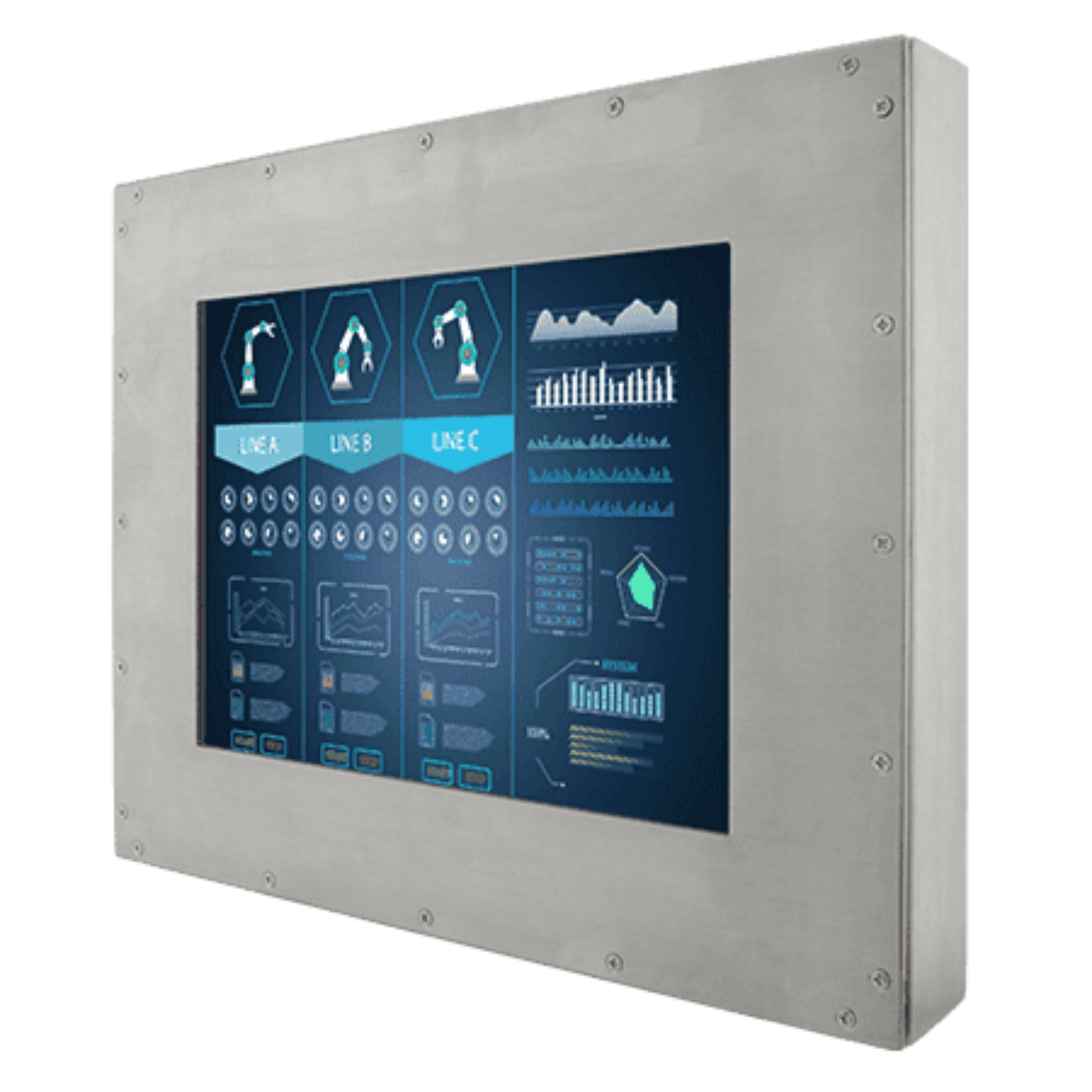 R10L100-67T2ST : 10.4″ IP67 Stainless Steel Resistive Touch Chassis Display | Things Embedded USA