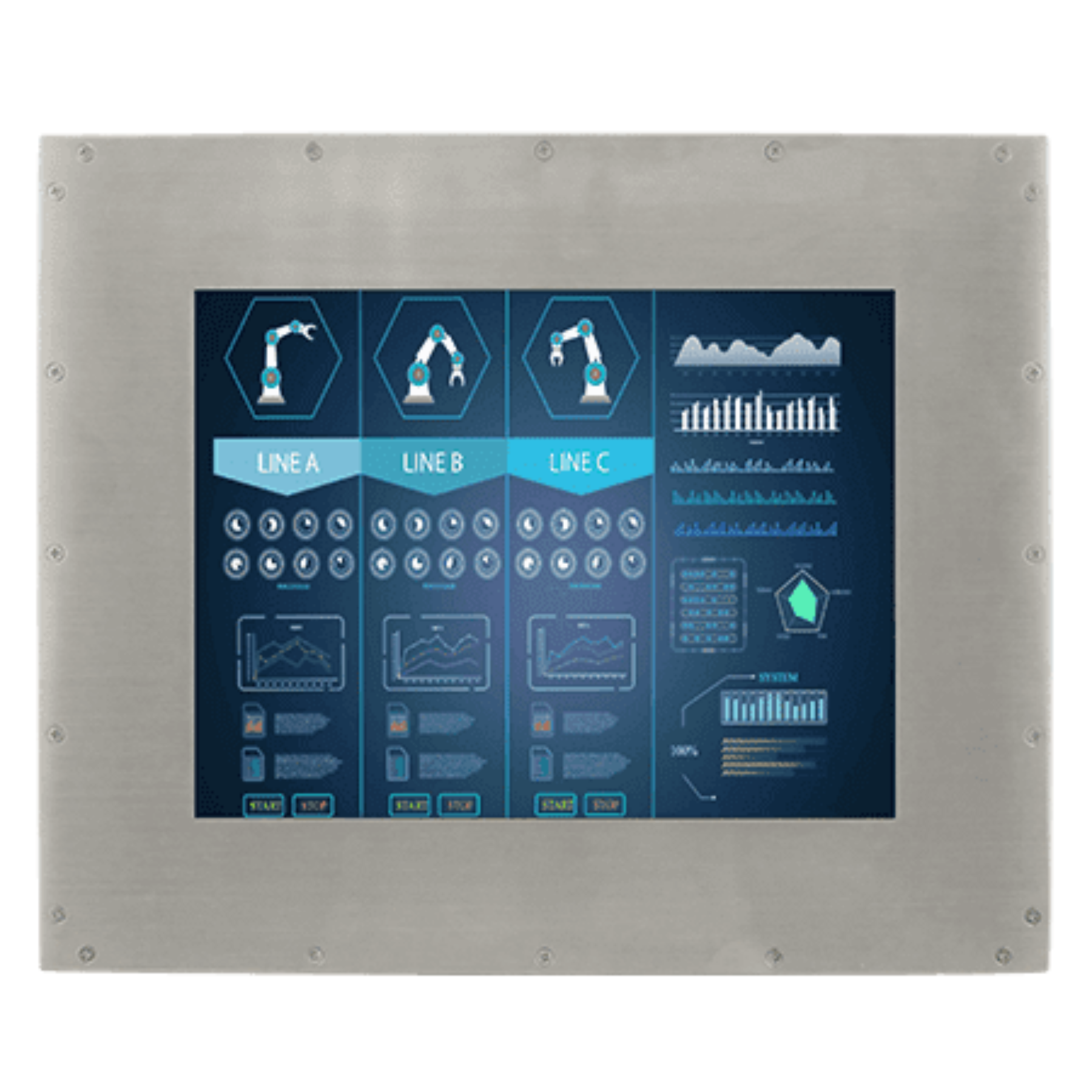 R10L100-67T2ST : 10.4″ IP67 Stainless Steel Resistive Touch Chassis ...