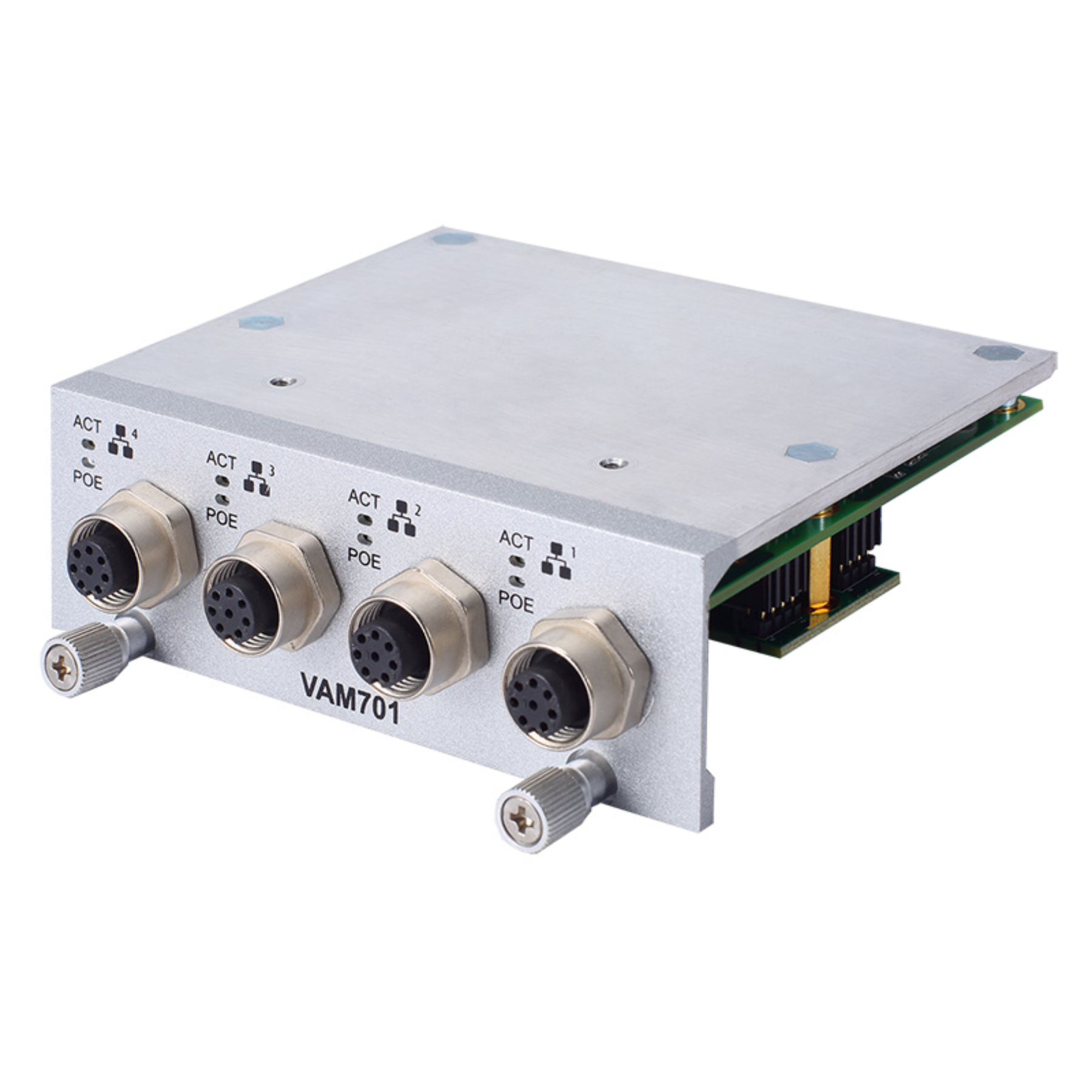 VAM700 : 4x M12 A-coded GbE LAN tBOX Expansion Module | Things Embedded USA