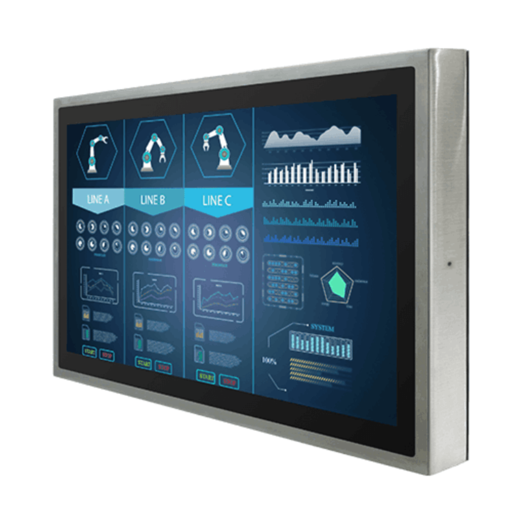 W24L100-SPA2 : 23.8″ IP65 Stainless PCAP Touch Monitor | Things Embedded UK