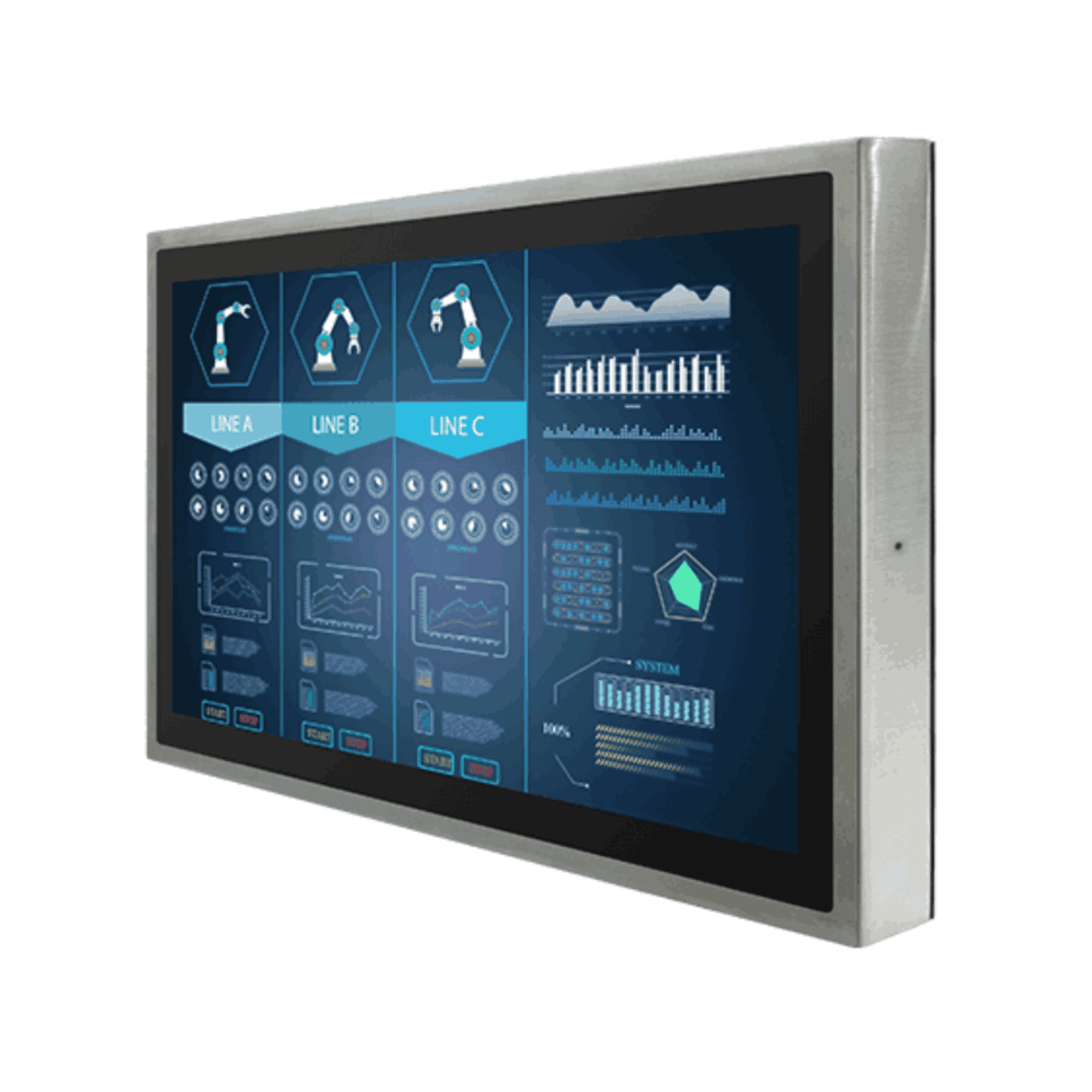 W24L100-SPA269 : 23.8″ IP69K Stainless Steel Monitor with Touch Control ...